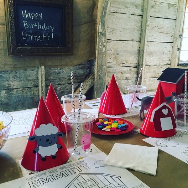 Personalized Farm Animal Themed Party Cups With Straws and Lids - Etsy