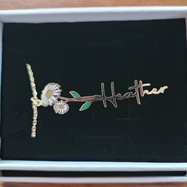 Customized Birthday Gifts, Minimalist Name Necklace With Birth Flower ...
