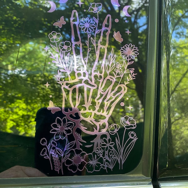 Wildflower Skeleton Peace Hand Car Decal || Premium Vinyl Decal ...