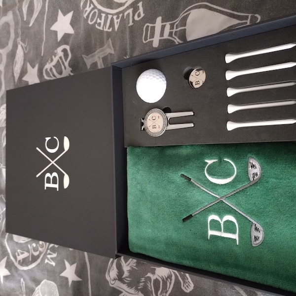 Personalised Golf Gift Box Set – Embroidered Golf Towel, Golf Repair ...