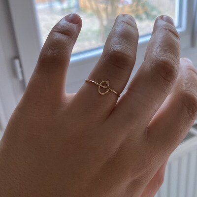 Custom Initial Ring 14K Gold Filled Letter Ring 925 Sterling Silver ...