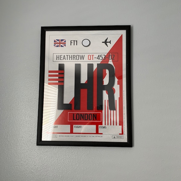 London Heathrow Airport Code Poster, Vintage LHR Luggage Tag Art - Etsy