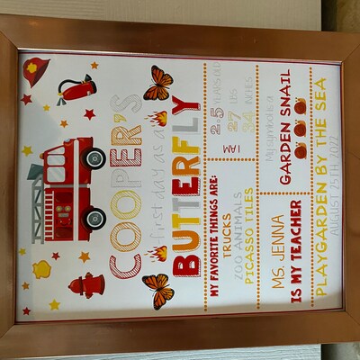 Editable First Day of Preschool Sign, Firetruck First Day of School ...