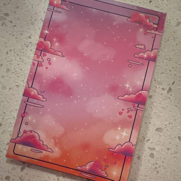 Rose Sky Aesthetic Cute Memo Notepad - Etsy