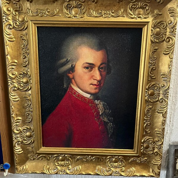 Wolfgang Amadeus Mozart Framed Picture, Oleograph, Austrian Composer of ...