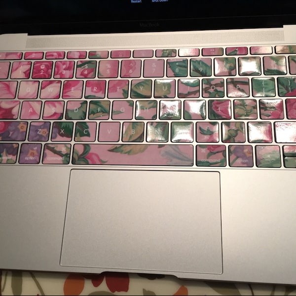 MacBook Keyboard Decal Stickers - Pink and Green Flower Pattern! - Etsy