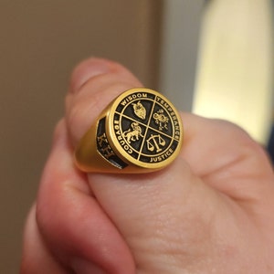 Stoic Rings,justice Wisdom Temperance Courage Ring,family Crest Rings ...