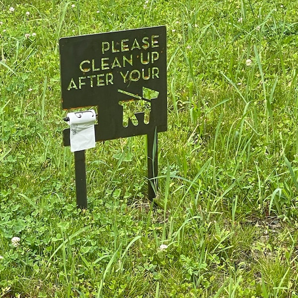 Metal "clean up After Your Dog" Yard Sign - Modern Steel Design - Etsy