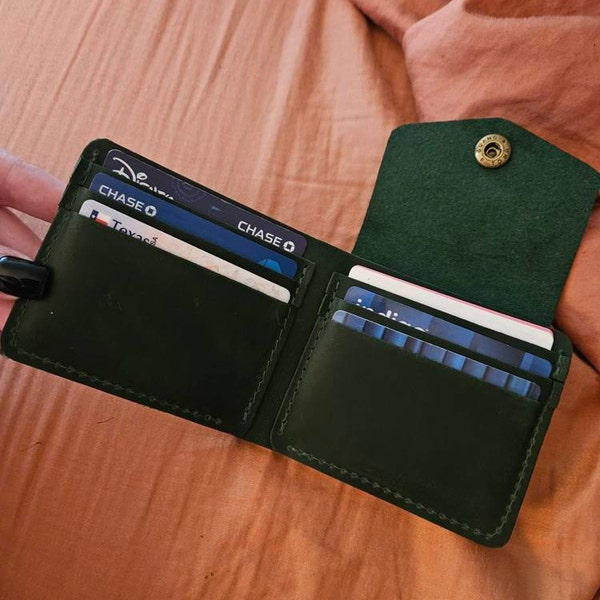 Cute Small Minimalist Womans Wallet, Personalized Leather Wallet Bifold ...