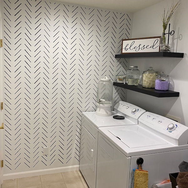 Herringbone Klein geometrisch wandschablone - XL 21.6"x39" Stencil ...