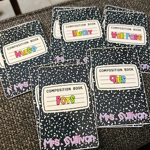 Composition Book Theme Classroom Hall Passes for Teachers, Personalized ...
