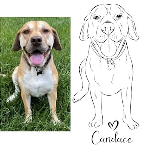 Custom Dog Outline, Dog Portrait INK, Pet Tattoo Commission, Line Art ...