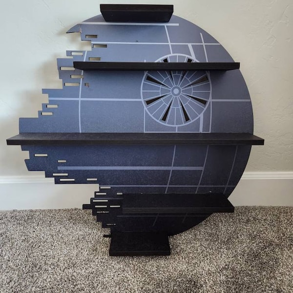 Death Star Display Shelf, LED Lighted Sign, Death Star Wars Wall Decor ...