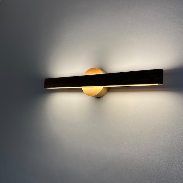 Vertical Wall Light in Natural and Black Wood Minimalist Decoration - Etsy