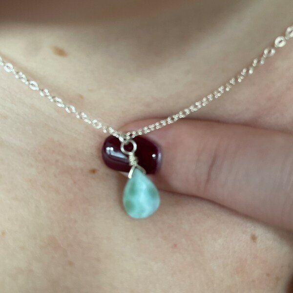 Wire Wrapped Larimar Teardrop Pendant Necklace Gold / Minimalist ... Wire Wrapped Larimar Teardrop Pendant Necklace Gold / Minimalist ...