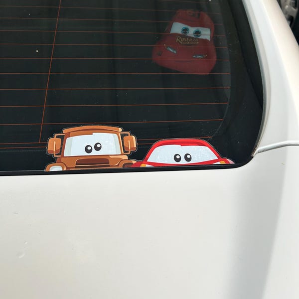 Mcqueen and Mater Peeker Car Decal/ Cars Pixar Peekaboo Window Bumper ...