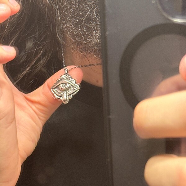 Crying Moon Necklace, Sad Mr Moon Sterling Silver Pendant. Celestial ...