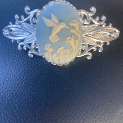 Choose Blue, Black, Purple or Pink Hummingbird Cameo Silver Filigree ...