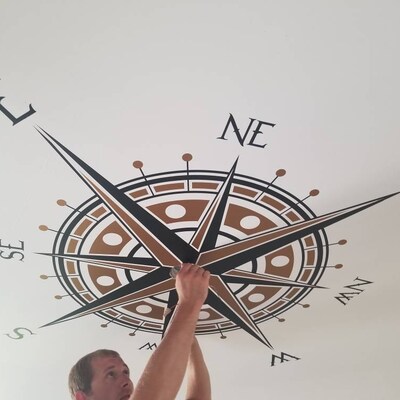 The Captain Compass Wall or Ceiling Decal, Pick Your Own Two Color ...