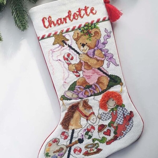 Christmas Stocking PDF Pattern Cross Stitch Embroidery Christmas ...