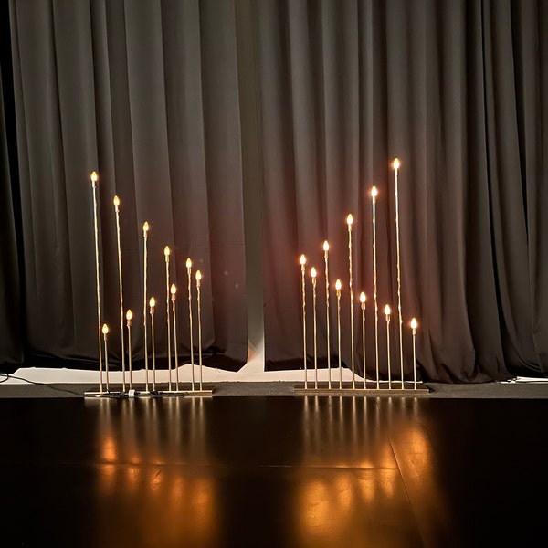 Set of 2 Golden Reed LED Lights | Wedding Backdrop Stands - Etsy