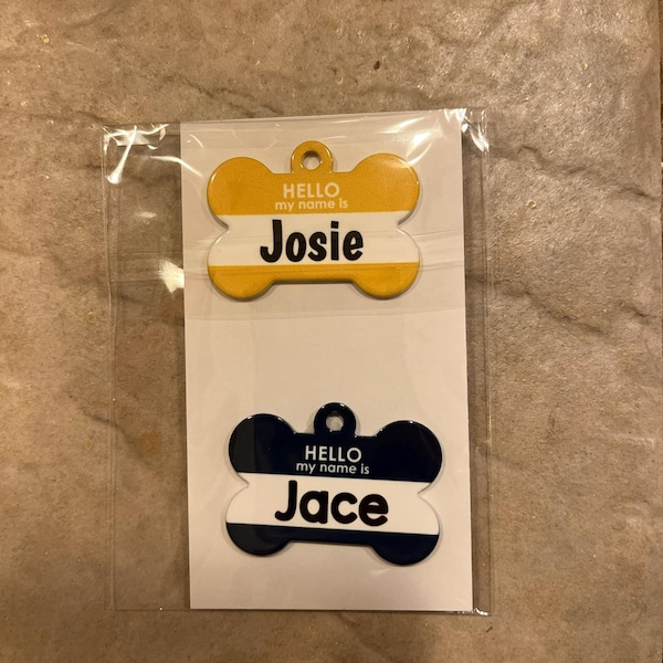 Hello My Name is Pet Tag - Personalized Dog Puppy Cat ID Tag - Pet Gift ...