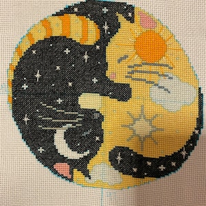 Luna and Apollo Cross Stitch Pattern Yin Yang Cross Stitch Cats Cross ...