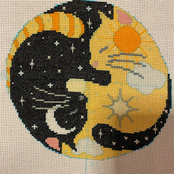 Luna and Apollo - Cross Stitch Pattern - Yin Yang Cross Stitch - Cats ...
