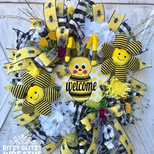 BUMBLEBEE WELCOME SIGN Pool Deck Patio Porch Door Wall Art Summer Bee ...
