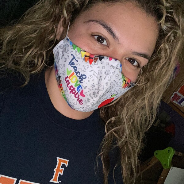 Teacher's Face Mask TEACH LOVE INSPIRE - Etsy