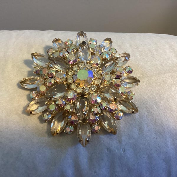 Rhinestone Cluster Clip Earrings, Red, Purple, Blue, and Green Bezel ...