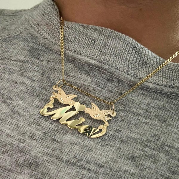 10K, 14K Solid Gold Name Plate Personalized HANDMADE Charm Custom ...