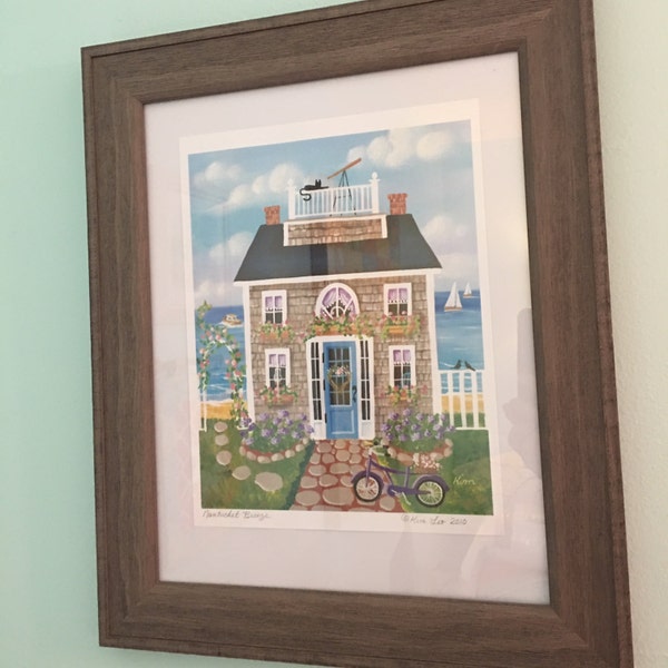Nantucket Breeze Cottage Original Folk Art Print - Etsy