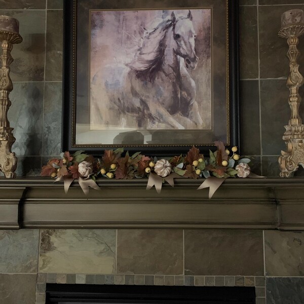 Fall Garland for Mantle - Autumn Garland for Mantel - Fall Mantel Decor ...