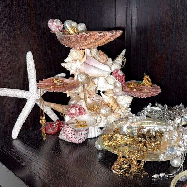 CORAL - Shell Jewelry Holder - Jewellery Display- Beach and Ocean ...