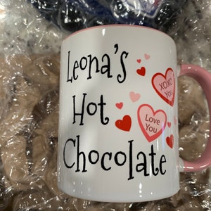 Personalized Candy Hearts Valentines Hot Chocolate Mug for Kids Custom ...