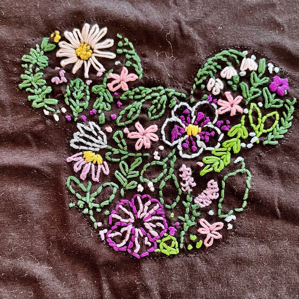 Flower Mickey Embroidery Pattern Floral Embroidery Pattern Mickey Hoop ...