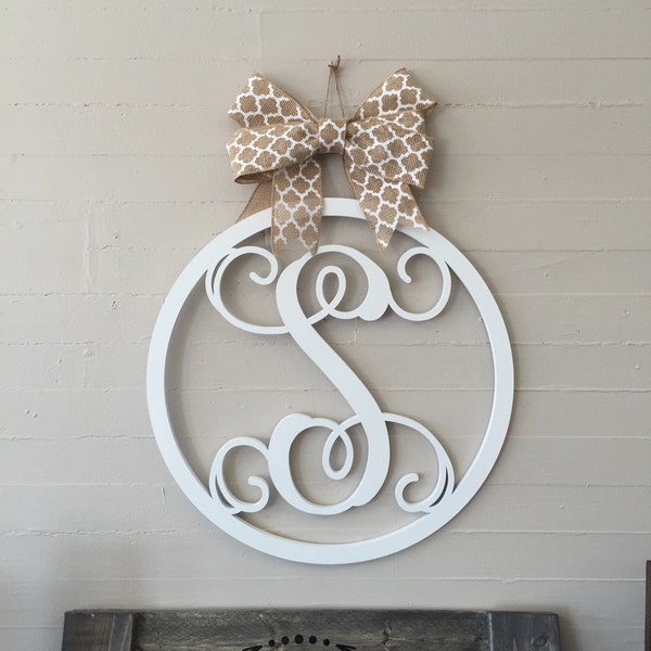 Wooden Monogram Letter in Circle Frame - Large or Small, Unfinished ...