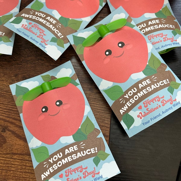 Applesauce Kids Valentine Printables, Awesomesauce, Classroom Valentine ...