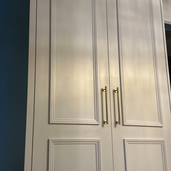 Art Deco Pull Handle, Solid Brass Hardware, Solid Brass Pull, Pull Handles for Cabinets, Brass ...