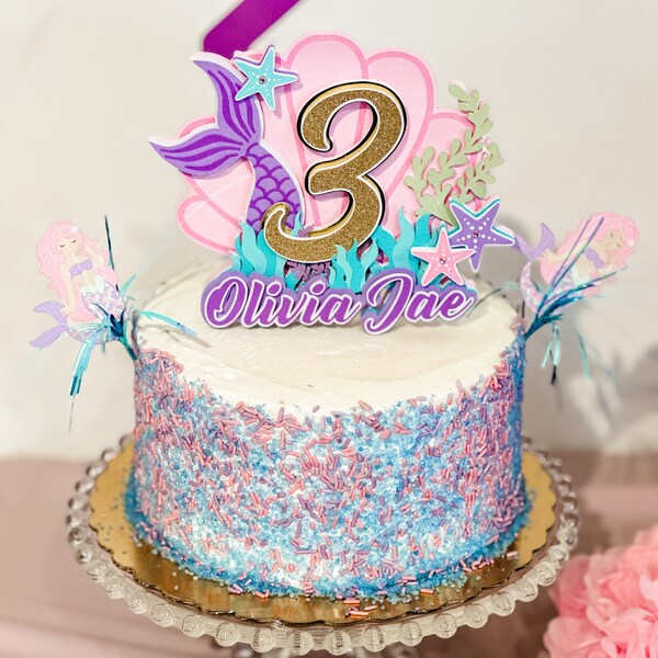 Mermaid Cake Topper | Little Mermaid Cake Topper | Under the Sea Cake ...