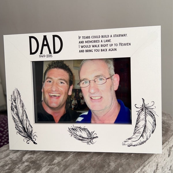 Personalised Dad Remembrance Memorial White Photo Frame Wood Finish ...