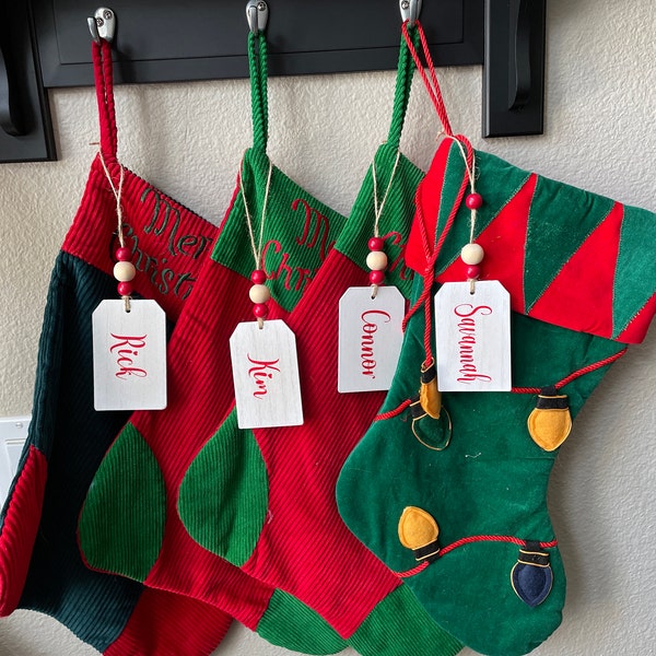 Personalized Christmas Stocking Tags, Custom Christmas Stocking Tag ...