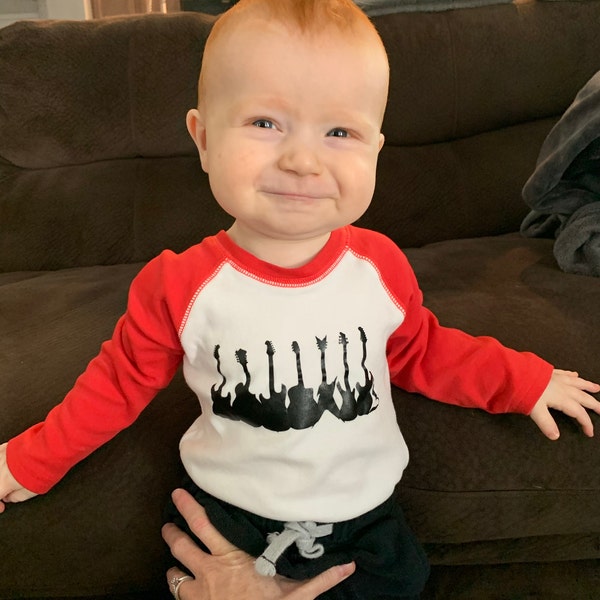 Rock N Roll Baby Outfit, Guitars, Baby Musician, Guitar Onesie®, Guitar ...
