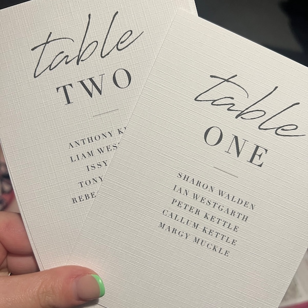 Seating Plan Cards Personalised Guest Seating Wedding Signage ...