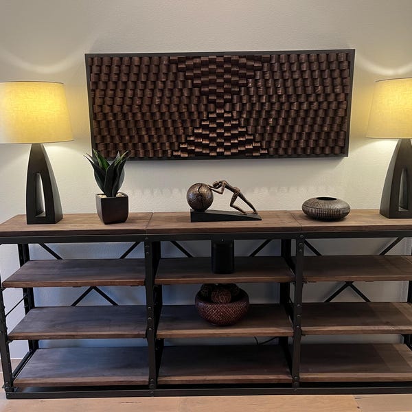 Rustic Wood Wall Art - Large Wall Art - 3D Wood Sculpture - Rustic ...