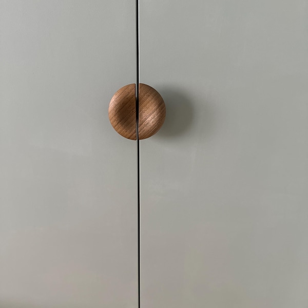 Wood Drawer Knobs, Oak Circle Handle, Wardrobe Pulls, Oak Concave ...