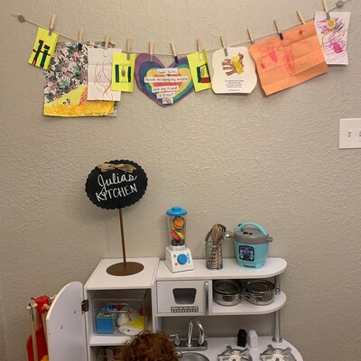 Grey/blue/white Clothesline Artwork Display Art Work Display - Etsy