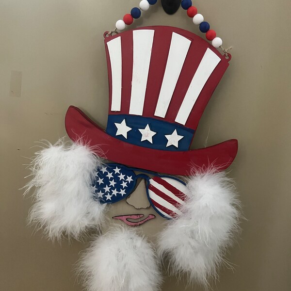 Rag Tie Uncle Sam | Uncle Sam Door Hanger | USA Decor | July 4th ...