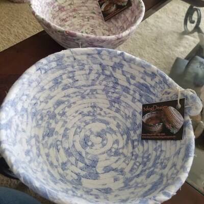 Small Rope Bowls Rope Fabric Bowl Coiled Rope Basket Clothesline Basket ...